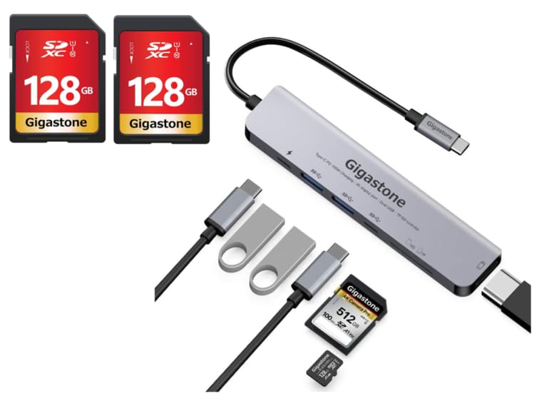 Amazon.com: [SD/microSD Card Reader] GIGASTONE 7-in-1 USB C Hub 4K HDMI ...