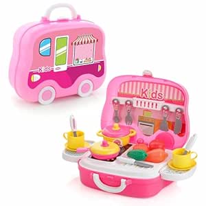 Buy Whimsy Kitchen Set for Girls, Kitchen Suitcase Set On Wheels ...
