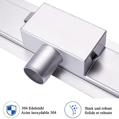 Shower gutter 40 cm, complete set, stainless steel drain gutter, extra ...