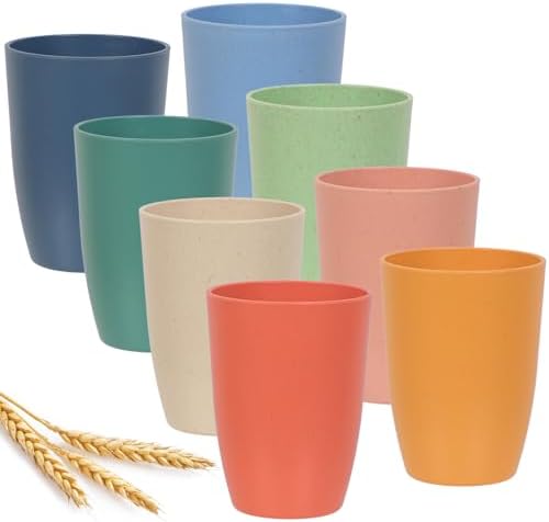 Amazon.com: Mifoci 32 Pieces Wheat Straw Cups 12oz Reusable Plastic ...