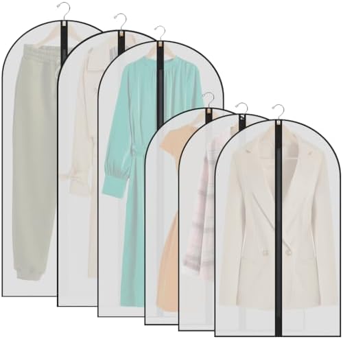 Garment Bags,6PCS Dustproof Garment Covers PEVA Translucent Clothes ...