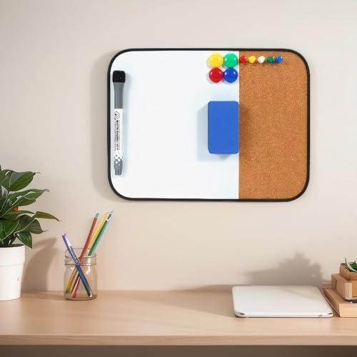 Amazon.com : Small White Board Cork Board Combo Set 11"x8" Small ...