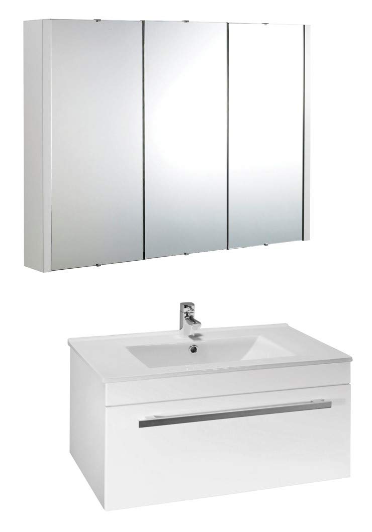 Veebath Sphinx Bathroom Furniture Set 700mm White High Gloss Wall ...