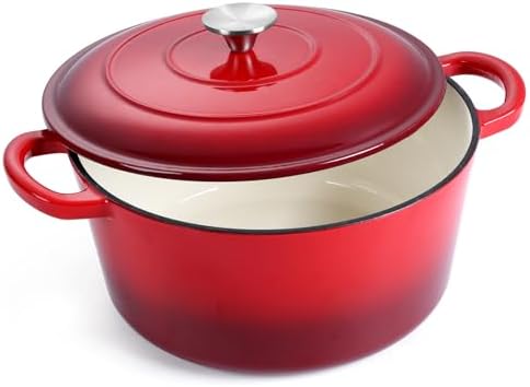 Amazon.com: Overmont Enameled Cast Iron Dutch Oven - 5.5QT Pot with Lid ...