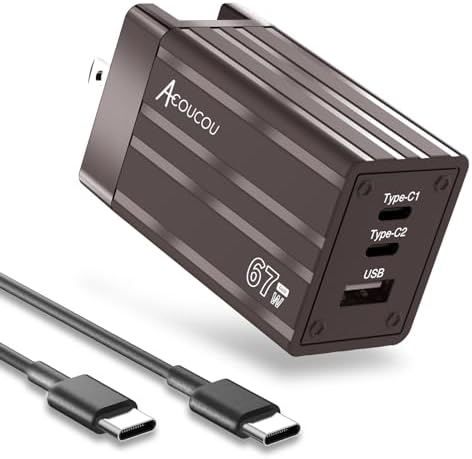 Amazon.com: 65W USB C Charger 3-Port GaN Fast Charger USB-C Block ...