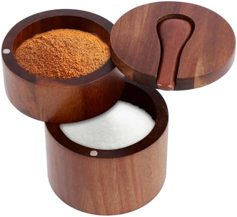 Amazon.com: Demigo Duet Salt Cellar, 7.5 Ounces Acacia Salt Keeper Box ...