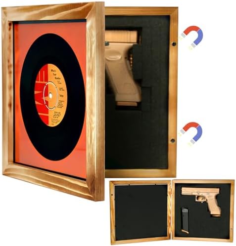 OCQOTAT Wooden Hidden Gun Storage - 11.8 Inch Wood Hand Gun Safe Box ...