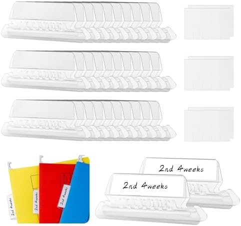 Amazon.com : 50 Set Hanging File Folder Tabs, Clear Plastic Hanging ...