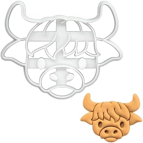 Amazon.com: BAKERLOGY Cute Highland Cow Face Cookie Cutter - Detailed ...