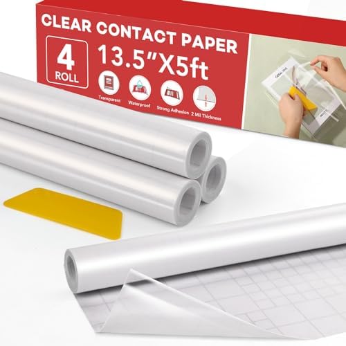 Amazon.com: Clear Book Cover Protector 4 Rolls, Clear Contact Paper 13. ...