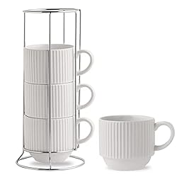 Amazon.com: Hasense Ceramic Coffee Mugs Set of 4 with Rack - 15 oz ...
