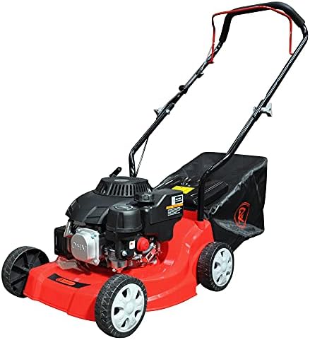 RocwooD Red Petrol Lawnmower Push 16" 132cc 39cm Cutting Width, 132cc ...