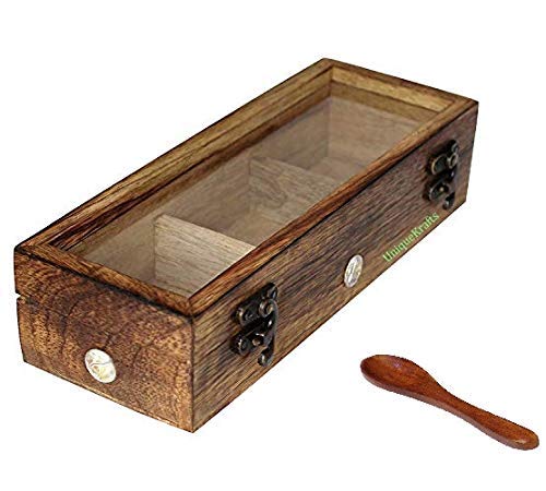 ZYNTIX 3 Compartments Multi Uses Wooden Masala Box fix partitions ...