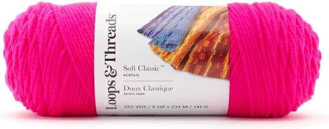 Amazon.com: Soft Classic Neon Yarn by Loops & Threads - 5 Ounces - 252 ...