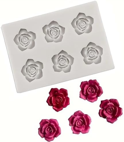 Amazon.com: 2 Pcs Rose Silicone Fondant Molds 6 Cavity Flower Cake ...