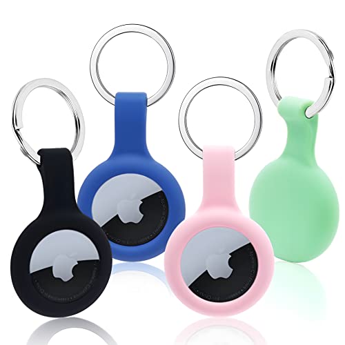 4 Pack Soft Silicone Airtags Case with Keychain for Key Bag, Cute Cover ...