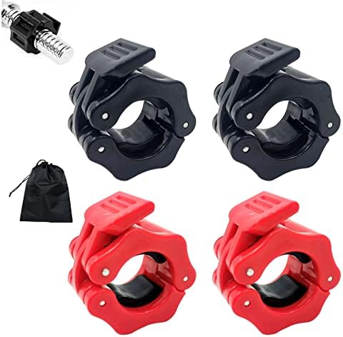 4 Pcs Barbell Clamps, 1 Inch Fast Release Barbell Collar Clips, Non ...
