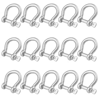15 Packs 5/16 Inch 304 Stainless Steel D Ring Shackles Set for Outdoor ...