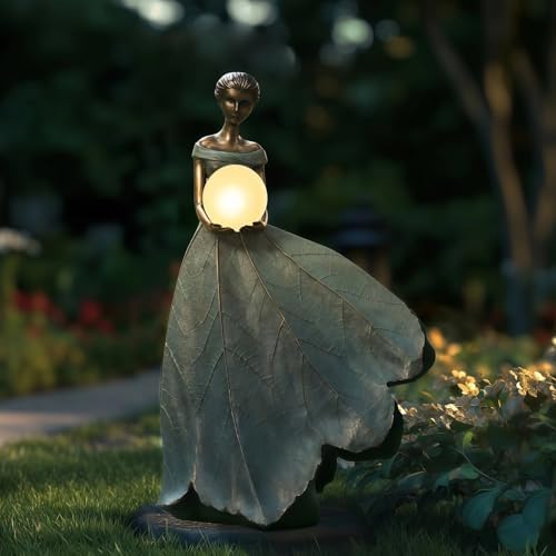Amazon.com: DiliComing Solar Fairy Garden Statue 22 Inch Resin Garden ...