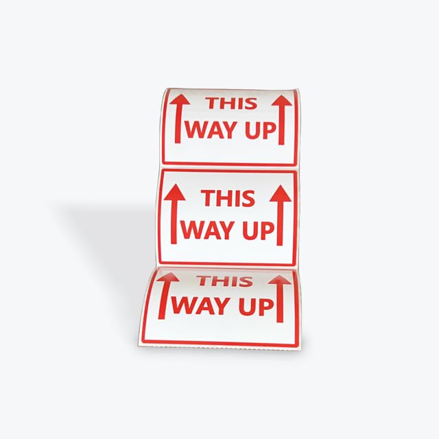 500 x This Way Up Labels Red and White Stickers. 4 x 2″ “This Way Up ...
