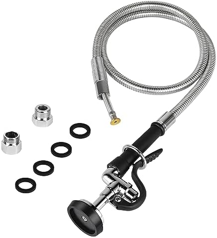 KWODE Pre-Rinse Hose with Spray Valve, 45” Flexible Stainless Steel ...