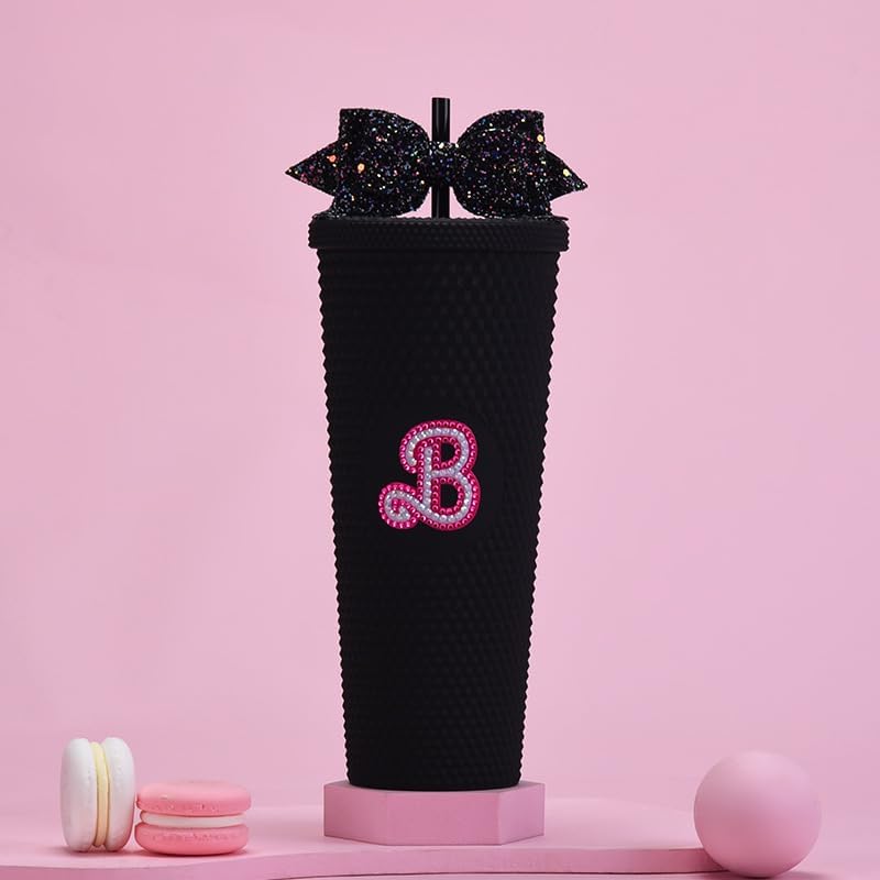 Amazon.com | CAKEASY Black Pink Studded Tumbler, Bling Bling Pink Cup ...