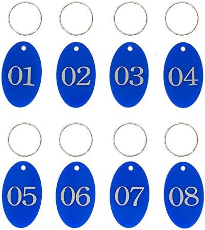 StayMax Acrylic Oval Numbered Tags ID Tags with Key Ring (Blue, 01-25 ...