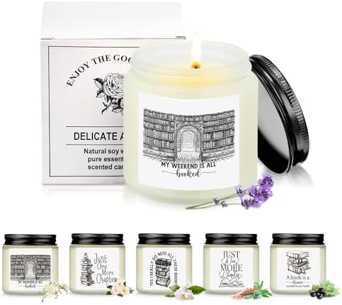 Amazon.com: 6 Pieces Book Lover Scented Candle 4oz Readers Candle ...