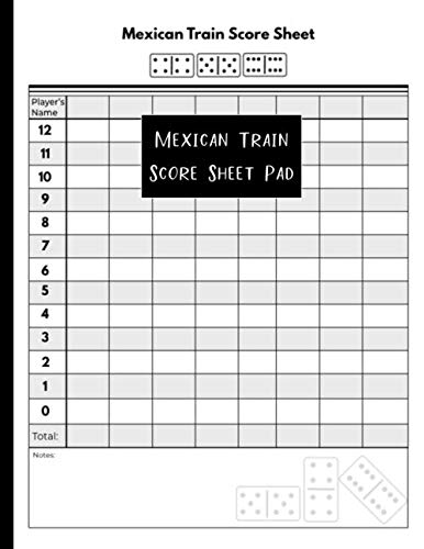 Mexican Train Score Sheet Pad: Track Winners | Scoring Log Book ...