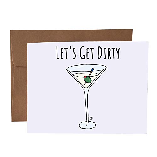 Amazon.com: Let's Get Dirty Naughty Martini Pun Blank Greeting Card ...