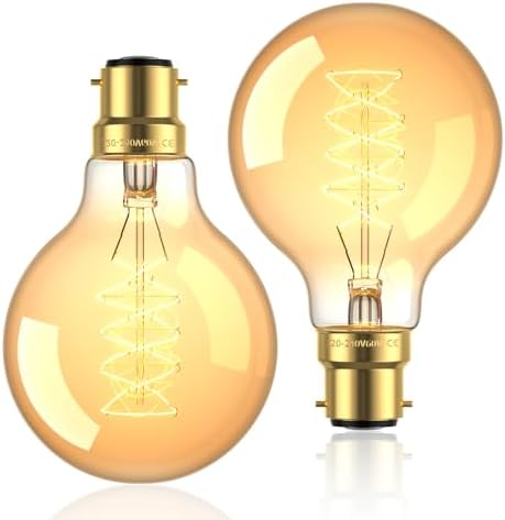 ONEPRE Vintage Edison Light Bulb G80 BC B22 Bayonet 60W Dimmable Retro ...