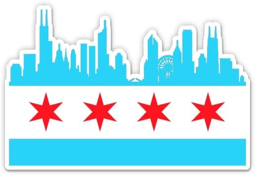 Amazon.com: Chicago Flag with Skyline Vinyl Sticker - Car Window Bumper ...