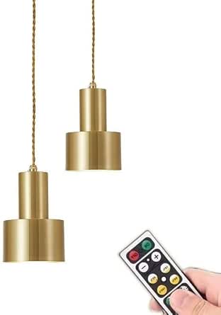 KEFA Modern Gold Battery Operated Pendant Lights with Remote Controller ...