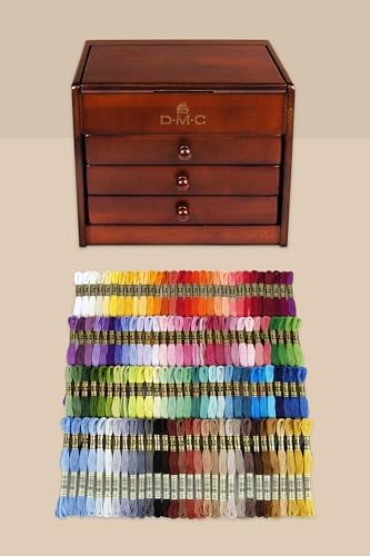DMC Wooden Collectors Box Includes one Each of All 500 Stranded Cotton ...
