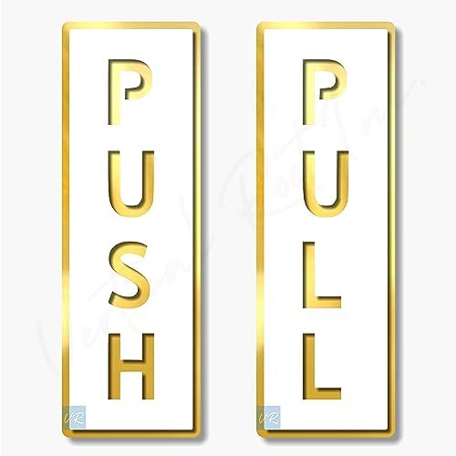 Vertical Root Inc® Premium WHITE & GOLDEN Finish Acrylic PUSH PULL DOOR ...