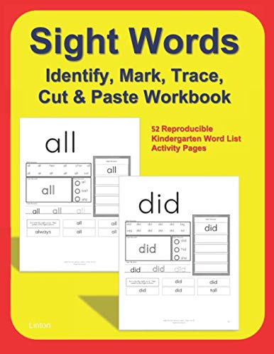 Sight Words Identify, Mark, Trace, Cut & Paste Workbook: 52 ...