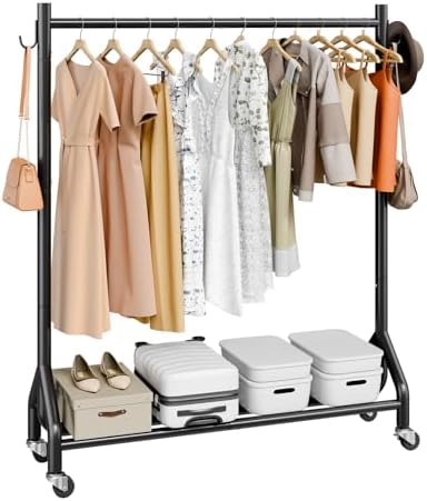 Amazon.com: VEVOR Clothes Rack, Rolling Clothing Garment Rack with ...