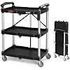 Amazon.com: TUFFIOM 3-Tier Folding Utility Cart, Foldable Rolling Cart ...