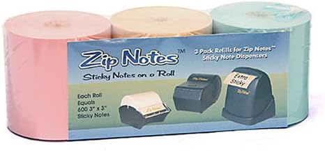 Amazon.com : Zip Notes Note Refill Roll, 150 Feet, Tan/Pink/Blue, 3 ...