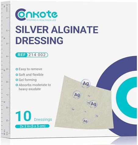 Amazon.com: Conkote Silver Alginate Wound Dressing Pads 2” x 2”, 10 ...