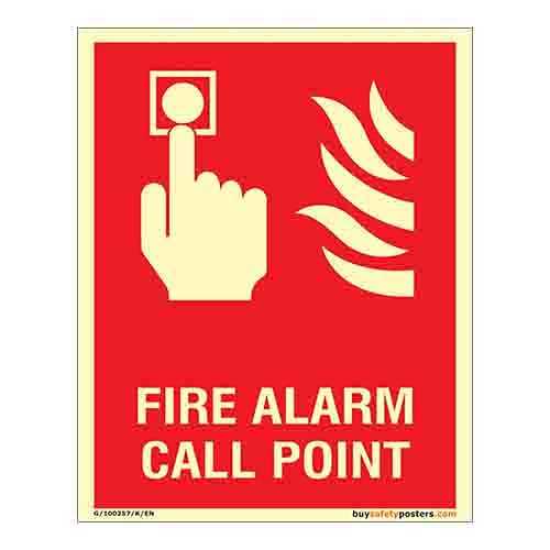 buysafetyposters.com - Fire Alarm Call Point Glow Sign - Glow In Dark ...