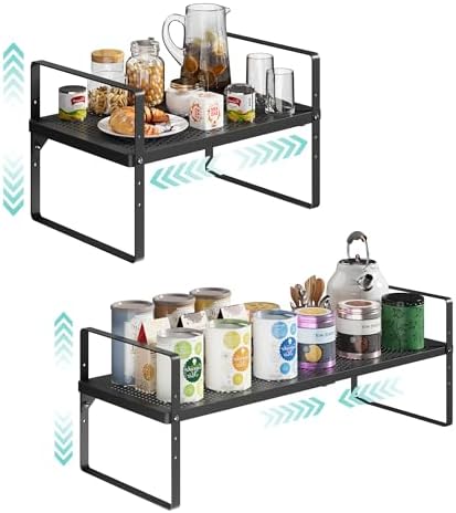Amazon.com: jkxoo Expandable Cabinet Countertop Shelves, Adjustable ...