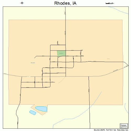 Large Street & Road Map of Rhodes, Iowa IA - Printed poster size wall ...