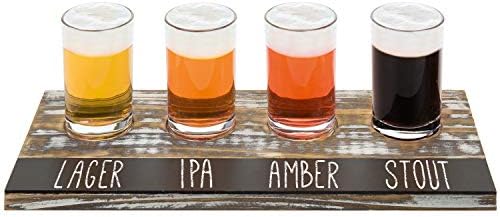 Amazon.com | MyGift 5-Piece Craft Beer Flight Board Sampling Set ...