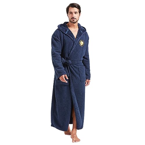 FashGudim 400g Mens Plush Robe with Hood Full Length Winter Long Luxury ...