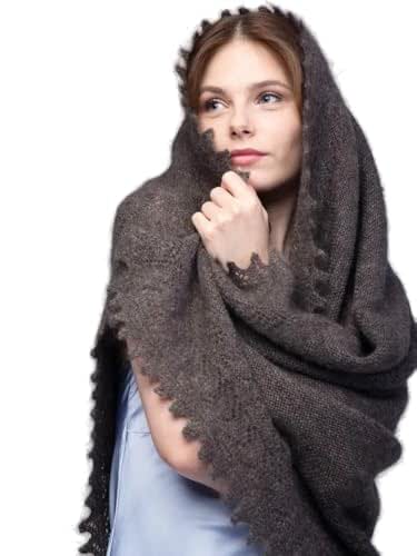 Amazon.com: Hand Knitted Gray Goat Down Shawl Russian scarf Orenburg ...