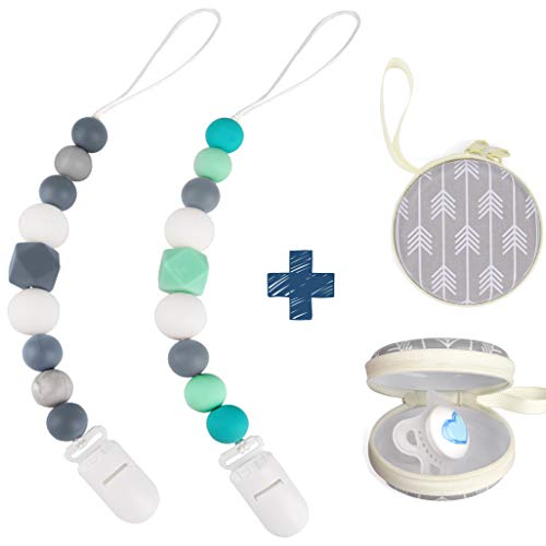 Silicone Pacifier Clip by Dodo Babies Pack of 2 + Pacifier Case ...