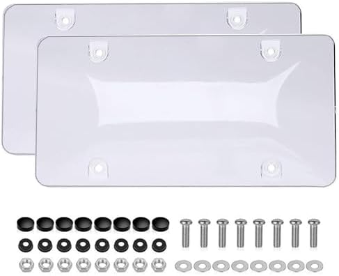 2 Pack Smoked Car License Plate Covers Frame Shield Combo - Unbreakable ...