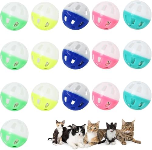 JNGTKL 16 Pcs Cat Toy Balls With Bell, Randomly Colored Cat Balls ...