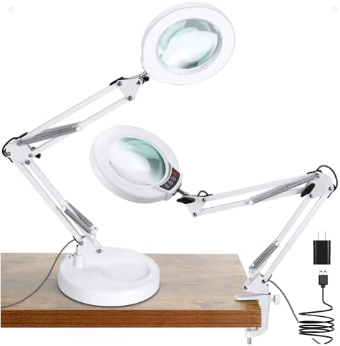 Hviww 10X Magnifying Glass with Light and Stand, 2-in-1 LED Magnifier ...